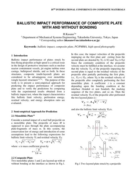 Pdf Ballistic Impact Performance Of Composite Plate With And Without Bonding