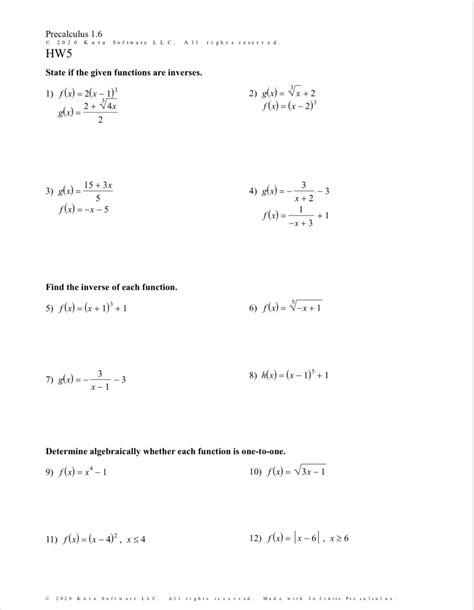 Answered Find The Inverse Of Each Function 5 Bartleby