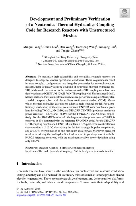 Pdf Development And Preliminary Verification Of A Neutronics Thermal Hydraulics Coupling Code