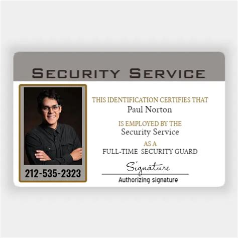 Security Guard Id Horizontal Great Selection Of Employee Id Cards