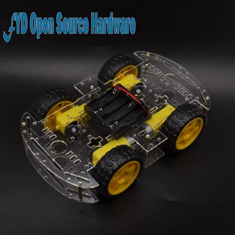 모터 스마트 로봇 자동차 섀시 스마트 로봇 Diy 키트 속도 인코더 배터리 박스 4wd 4 륜 구동 자동차 1 개