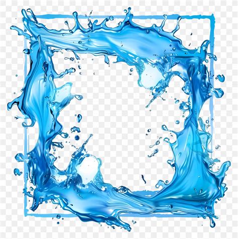 Rectangle Blue Frame Dynamic Blue Water Splash Design Png