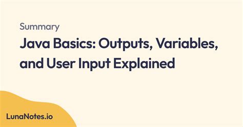 Java Basics Outputs Variables And User Input Explained Video