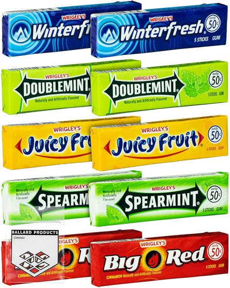 Wrigley Chewing Gum Variety Pack Of 10 All 5 Flavors Of Wrigley Gum Juicy Fruit