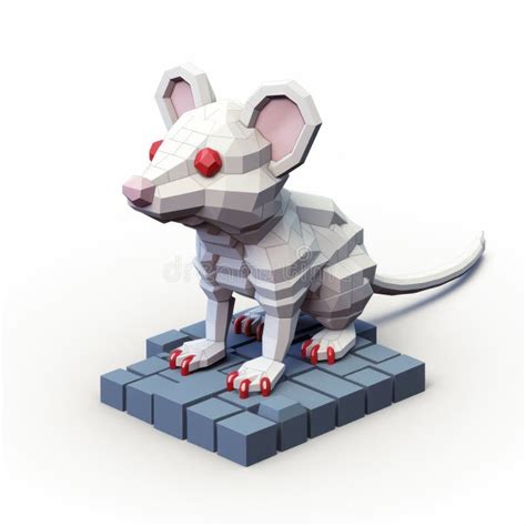 Inventive 3d Graphic Of White Mouse On Red Concrete Block Stock