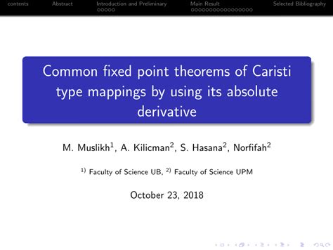 Pdf Common Fixed Point Theorems Of Caristi Type Mappings By Using Its Absolute Derivative