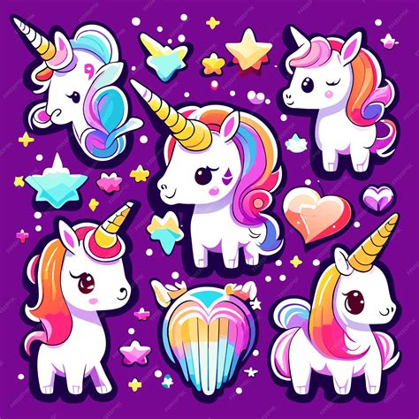 Premium Vector Set Of Unicorn Stickers Vector