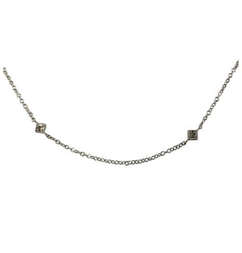 Vintage 14 Karat White Gold And Diamond Station Necklace Ruby Lane