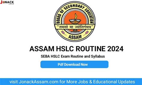 Assam Hslc Routine 2024 Exam Dates Time Table And Syllabus Jonack Assam