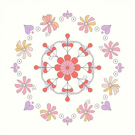 A Symmetrical Ornate Design Composed Of Various Floral Motifs Premium Ai Generated Vector