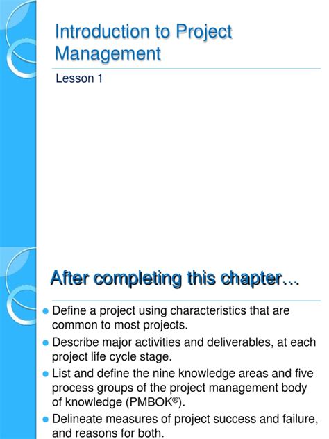 lesson 1 introduction to project management pdf project management