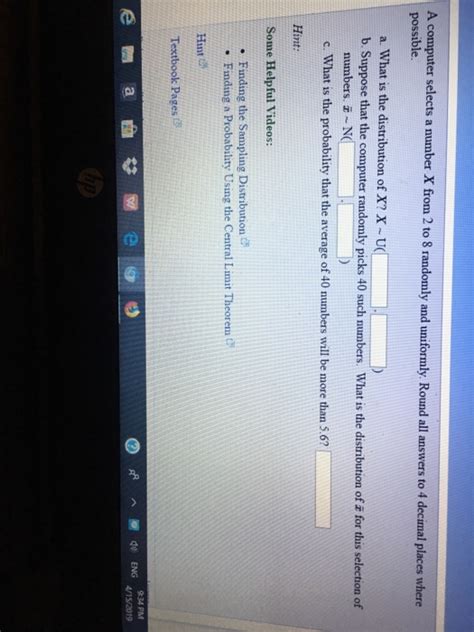 Solved A Computer Selects A Number X From 2 To 8 Randomly