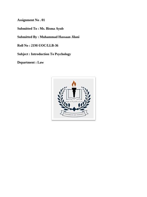 Assignment No 1 Pdf Learning Educational Psychology