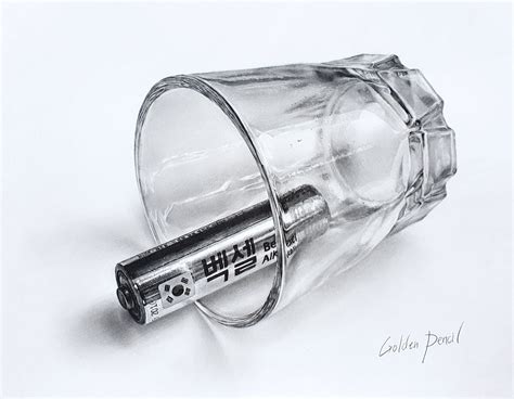 연필로 유리컵과 건전지그리기 연필그림 정물화 정물소묘 사물소묘drawing Pencil Drawing 연필 그림 정물화 드로잉