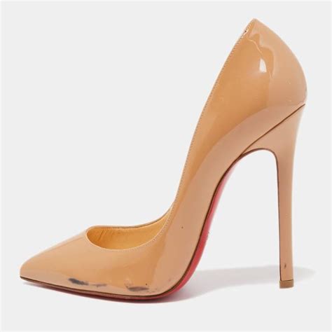 Christian Louboutin Beige Patent Leather So Kate Pointed Toe Pumps Size