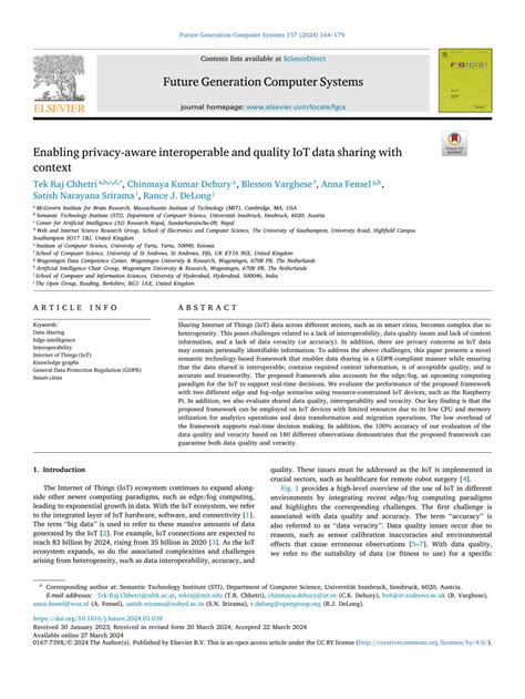 Pdf Enabling Privacy Aware Interoperable And Quality Iot Data Sharing