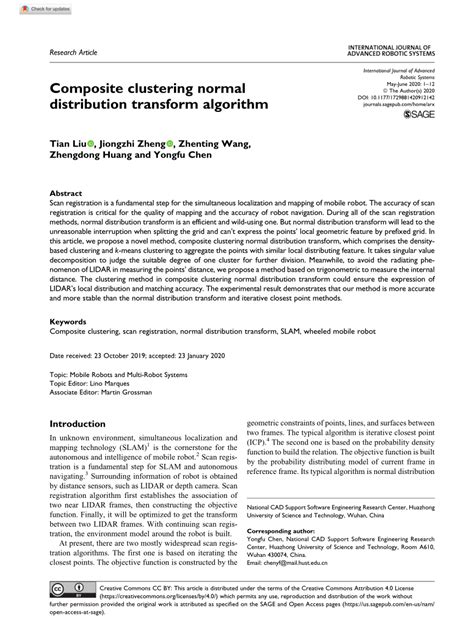 Full Article Composite Clustering Normal Distribution Transform Algorithm