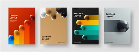기하학적 플래카드 벡터 디자인 일러스트 번들 화려한 3d 공 회사 커버 레이아웃 세트 A4 용지에 대한 스톡 벡터 아트 및 기타 이미지 A4 용지 개념 개체 그룹