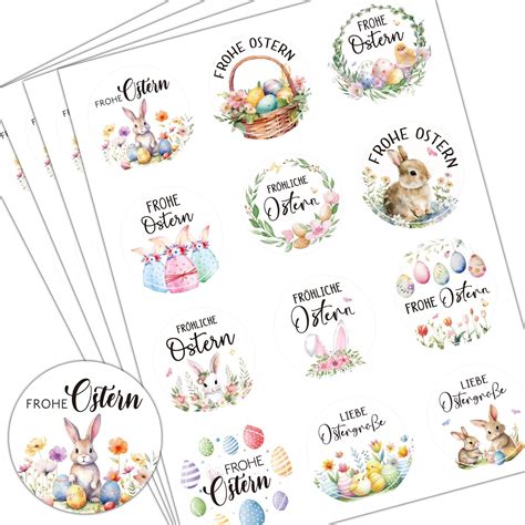 Oster Aufkleber Ostern Sticker Rund Ø 30mm Selbstklebende Pe Folie 100