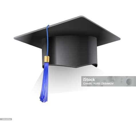 벡터 현실적인 박격포 모자 철학자 학생 졸업 모자 파란색 술 대학 졸업시 검은 모자 학술 교육의 상징 고등 대학 학사 머리 장식 학사모에 대한 스톡 벡터 아트 및 기타