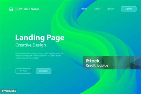 방문 페이지 템플릿 녹색 그라데이션 배경의 유체 추상 설계 0명에 대한 스톡 벡터 아트 및 기타 이미지 0명 3차원 형태 가상현실 Istock