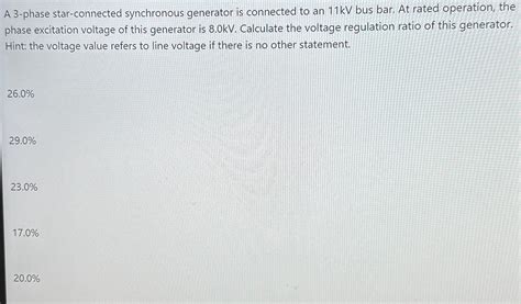 Solved A 3 Phase Star Connected Synchronous Generator Is