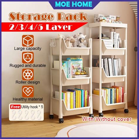 3 5 layers storage rack with wheels movable bookshelf rack multi layer