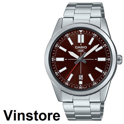 [vinstore] Casio Mtp Vd02 Analog Quartz Stainless Steel Band Brown Dial Men Watch Mtp Vd02d
