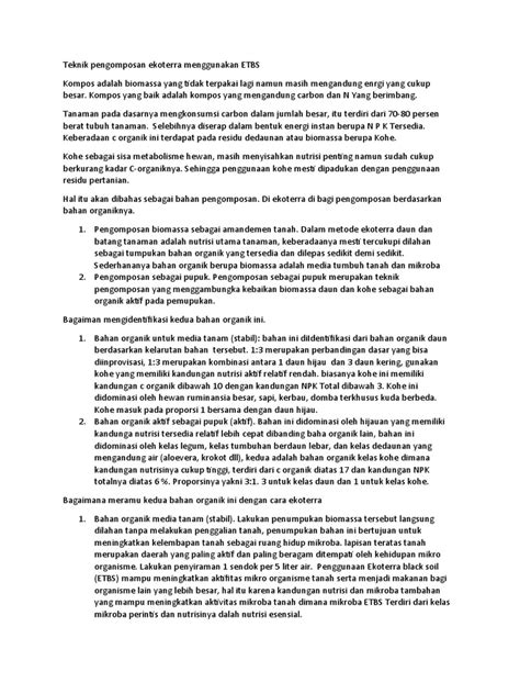 Teknik Pengomposan Ekoterra Menggunakan Etbs Pdf