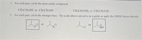 Solved For Cach Pair Circle The More Acidic Compound Chegg