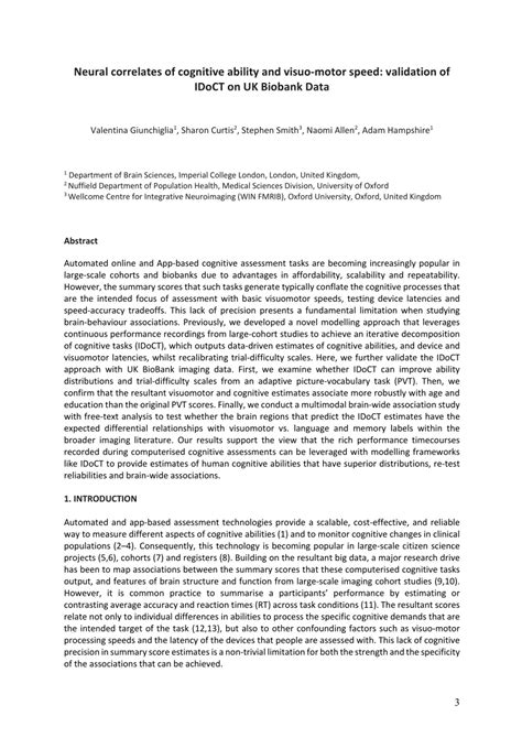Pdf Neural Correlates Of Cognitive Ability And Visuo Motor Speed
