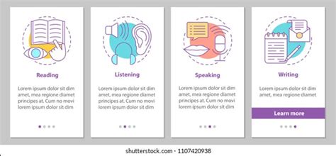 Basic Language Skills Onboarding Mobile App Stock Vector Royalty Free 1220817391 Shutterstock