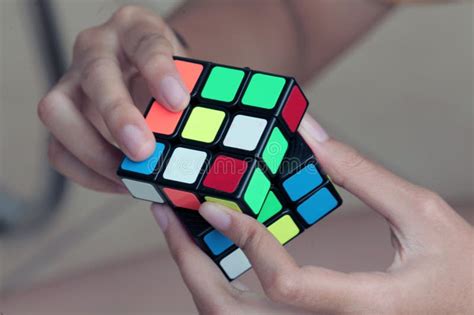 Hand Holding A Rubik S Cube Editorial Stock Image Image Of Hand Play 282782079