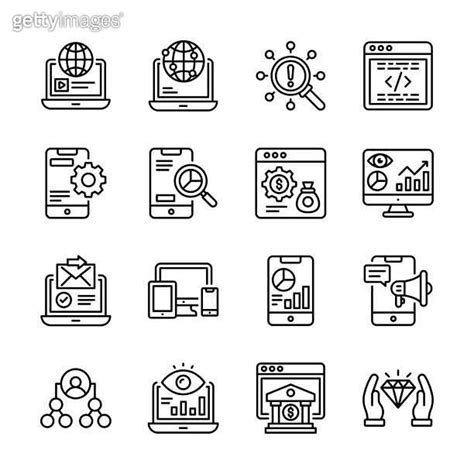 Seo Development And Marketing Vector Filled Outline Icon Style Illustration Eps 10 File Set 2