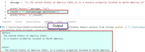 Python Remove A Newline From The String
