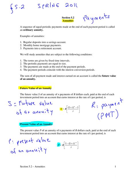 Section 52 Annuities Lecture Notes Math 1313 Docsity