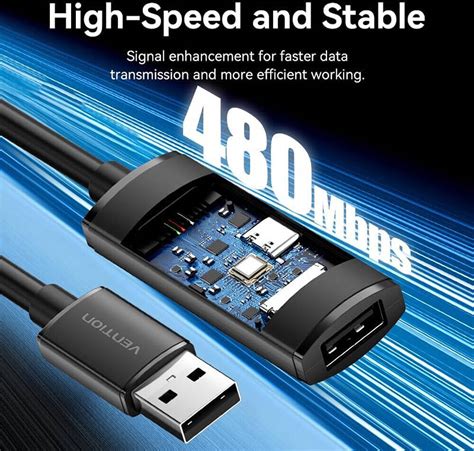 Активный удлинительный кабель Vention Usb 2 0 высокоскоростная передача данных до 480 Мбит с