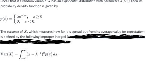 Solved Recall That If A Random Variable X Has An Exponential Chegg