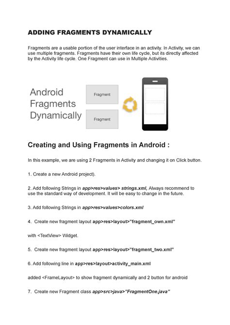 Adding Fragments Dynamically Adding Fragments Dynamically Fragments
