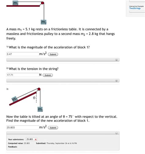 Solved Interactive Emple Twostrings M A Mass M1 51 Kg