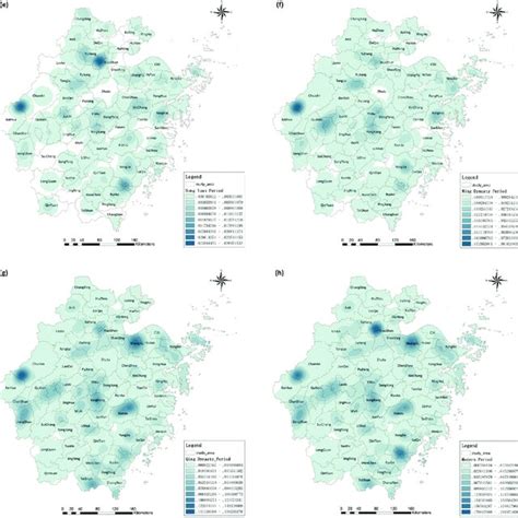 The Spatiotemporal Kernel Density Estimation Map In Different Periods Download Scientific