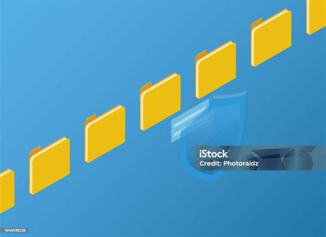 폴더 구름 표현 홀로그램 개념 데이터 센터 클라우드 모바일 데이터 보호 등각 투영 평면 디자인입니다 벡터 일러스트입니다 개념에