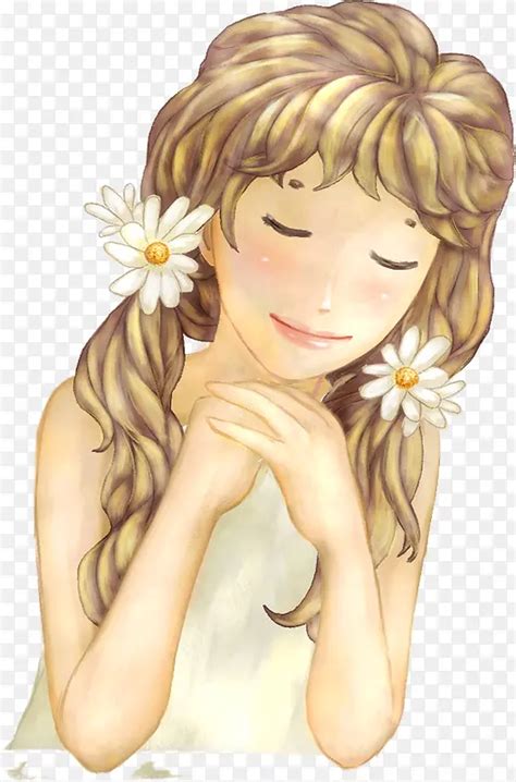 手绘长发扎辫女孩png图片素材下载图片编号qnzewolp 免抠素材网