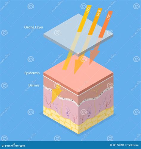 3d Isometric Flat Vector Conceptual Illustration Of Uva Uvb Uvc Rays Stock Vector