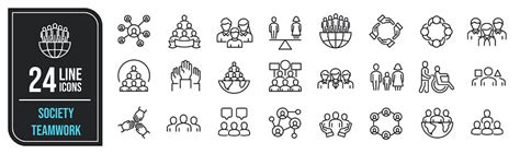 사회 팀워크 얇은 선 아이콘 편집 가능한 획 웹사이트 마케팅 디자인 로고 앱 템플릿 Ui 등 벡터 일러스트레이션 경영자에 대한 스톡 벡터 아트 및 기타 이미지 Istock