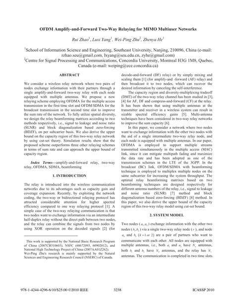 Pdf Ofdm Amplify And Forward Two Way Relaying For Mimo Multiuser Networks