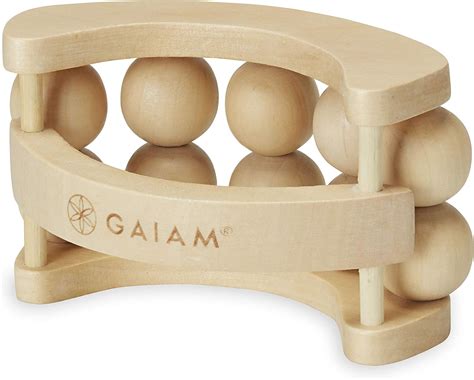 Gaiam Relax Massage Ball Roller Handheld Wooden Total