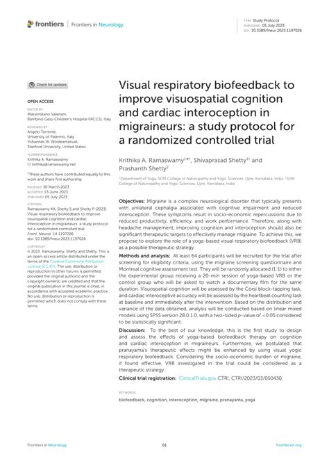 Pdf Visual Respiratory Biofeedback To Improve Visuospatial Cognition And Cardiac Interoception
