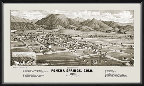 Poncha Springs Co 1882 Vintage City Maps Restored Birds Eye View Maps
