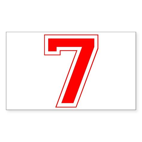 7 Red Sticker Rectangle Varsity Font Number 7 Red Rectangle Sticker